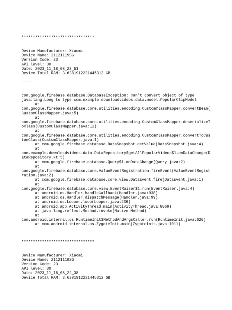 CrashReport 1700313831038 | PDF