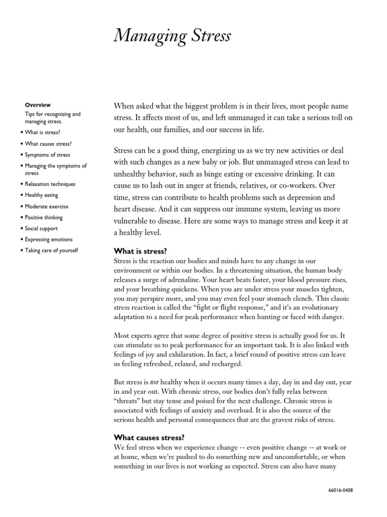 Managing Stress | PDF