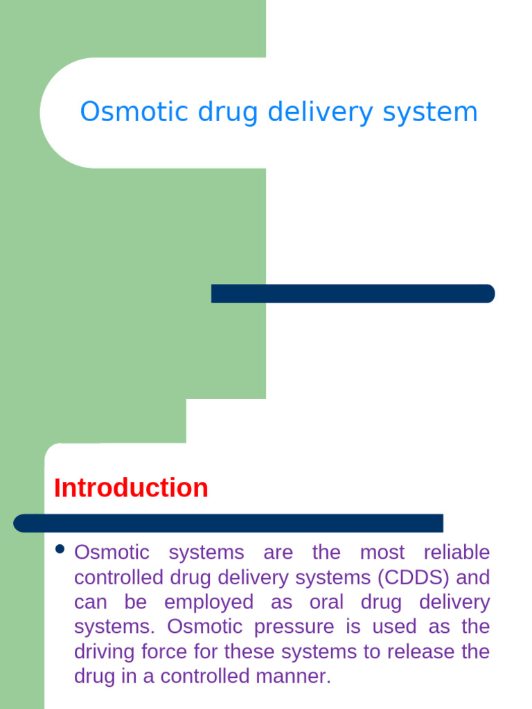 Osmotic Drug Delivery System | PDF