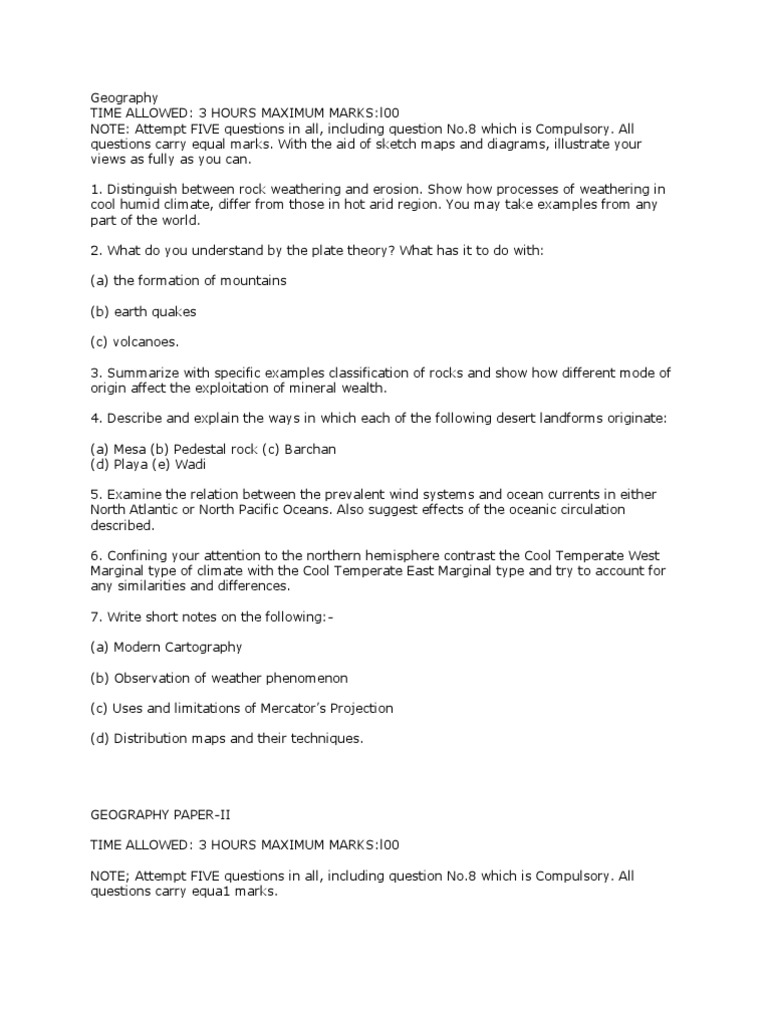 Geography Past Papers | PDF | Map | Geography