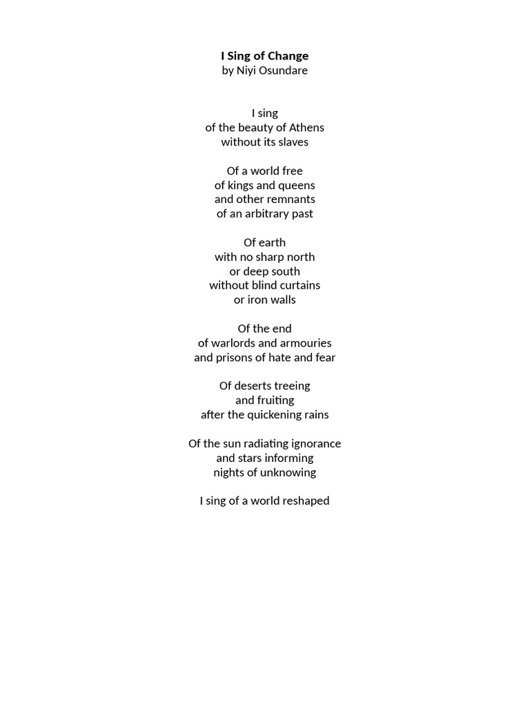 Poem 4 I Sing of Change | PDF