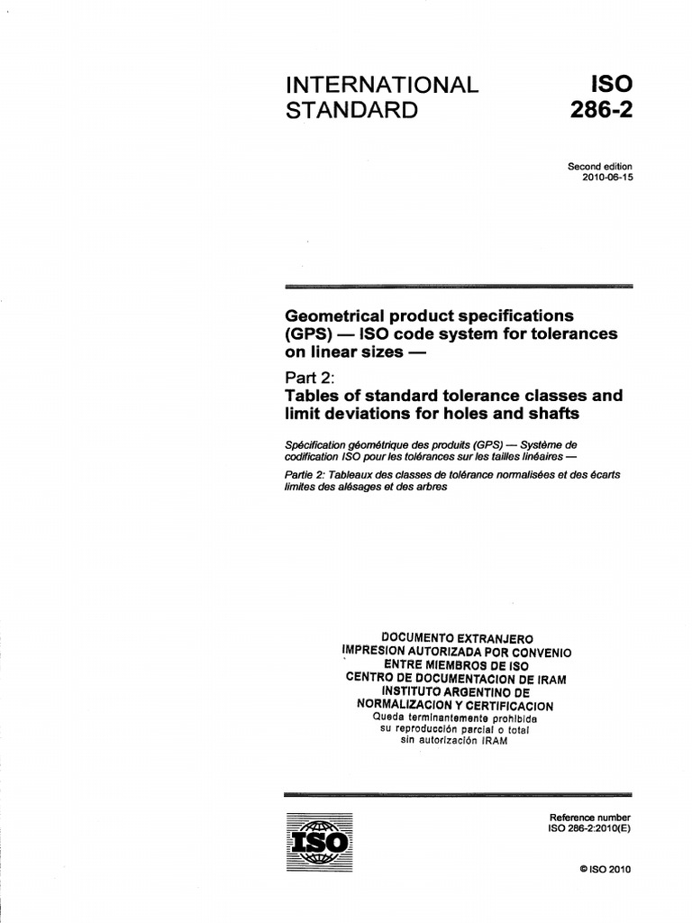 Tolerancias ISO286 - 2 - 10 | PDF