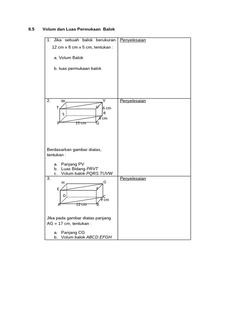Volum Dan Luas Permukaan Balok-2 | PDF