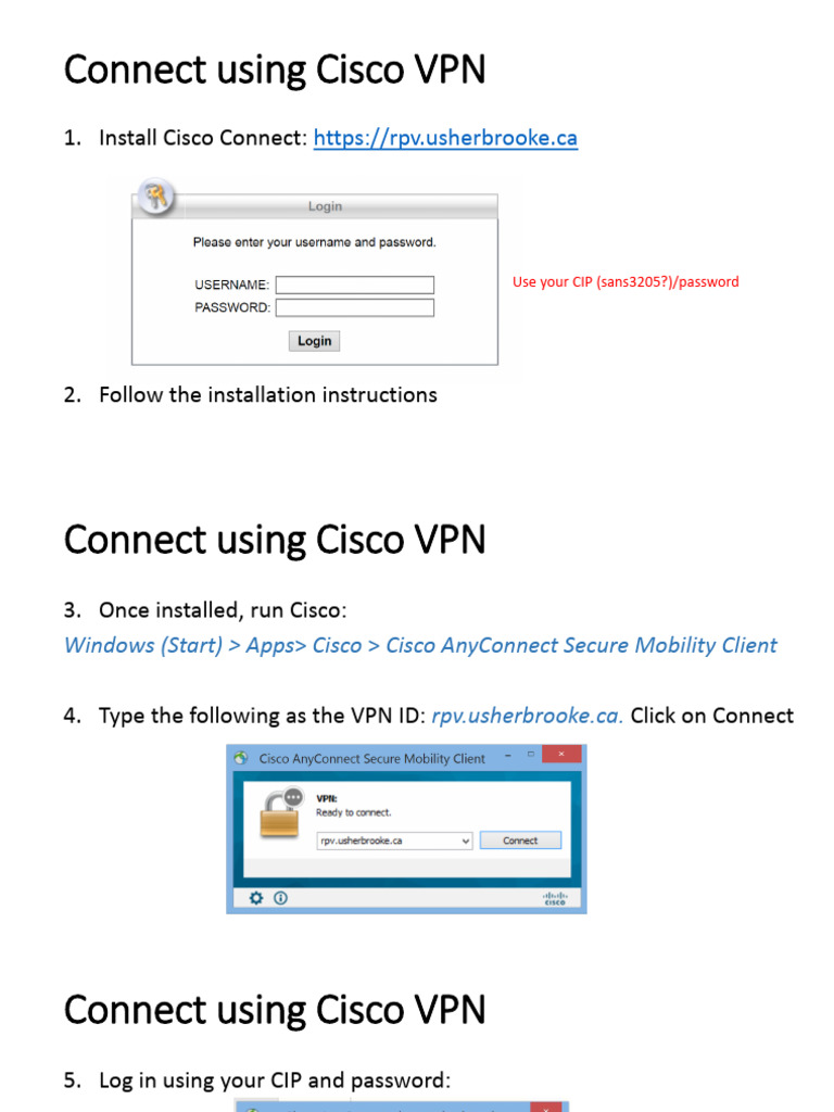 Connect using Cisco VPN | PDF