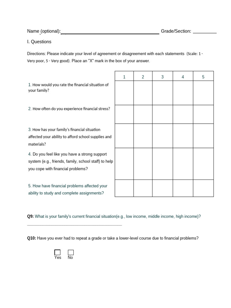 Questionnaire Template 01 | PDF
