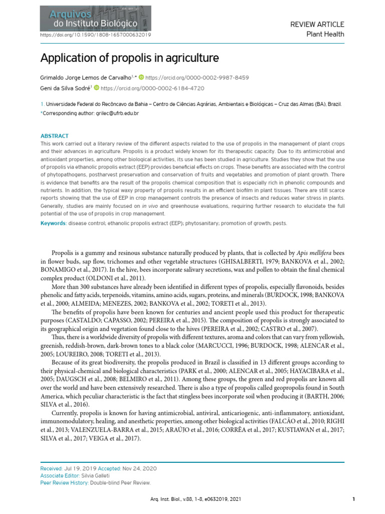Application of Propolis in Agriculture | PDF