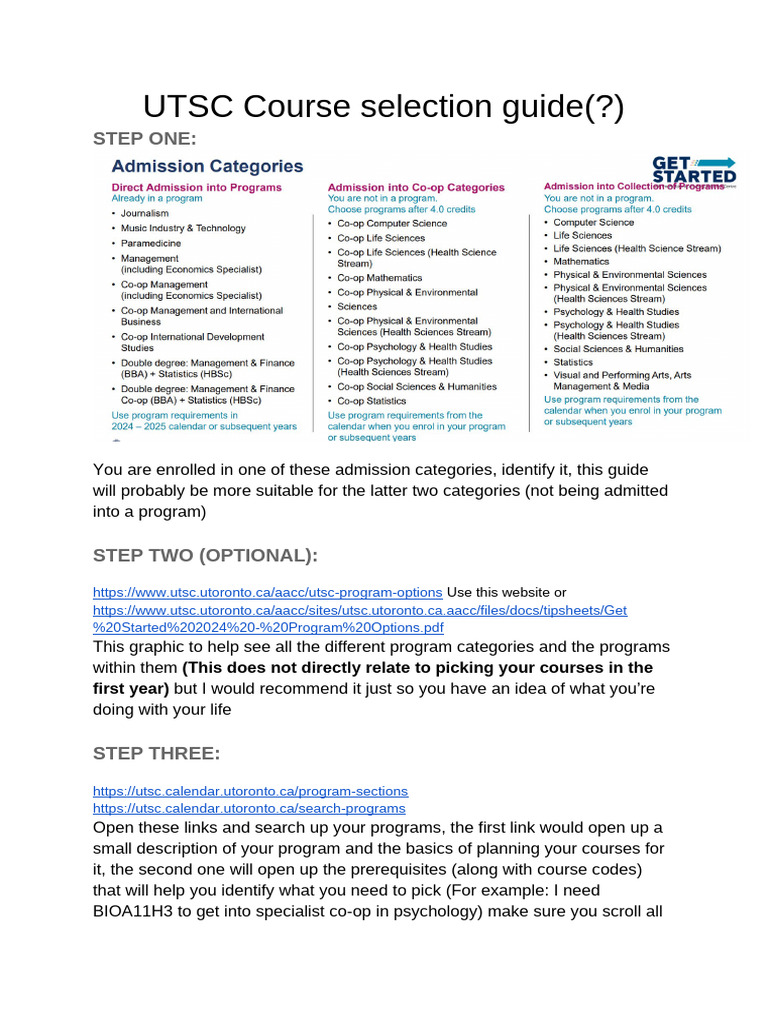 UTSC Course selection guide(_) | PDF