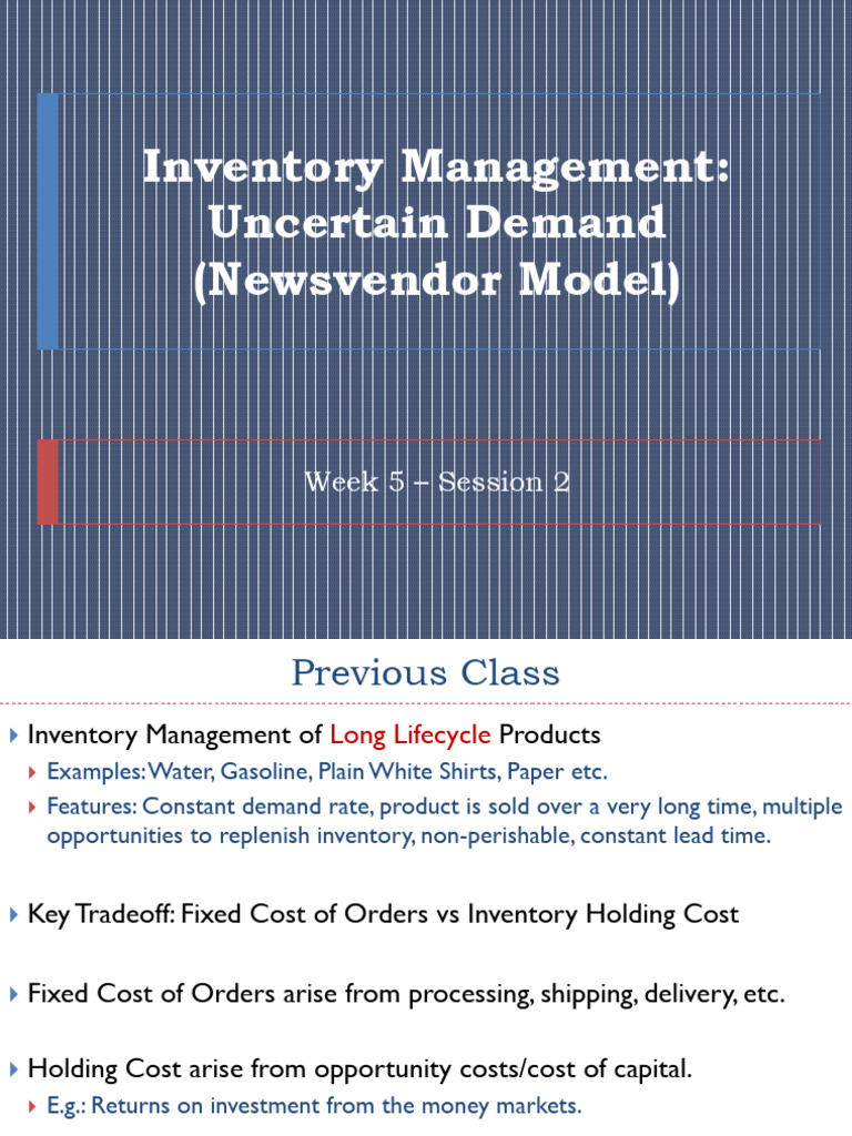 Inventory Newsvendor Model | PDF