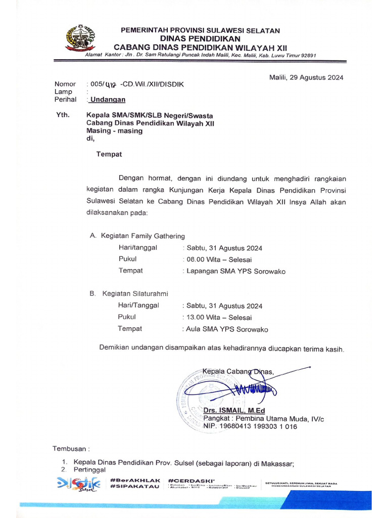 Undangan Kegiatan Family Gathering Dan Kegiatan Silaturahmi (SMA - SMK ...