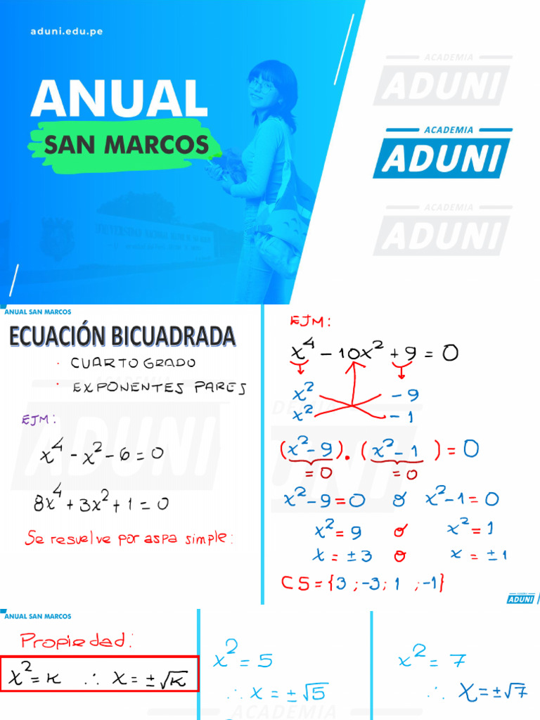 Ecuaciones Bicuadradas y Problemas Matemáticos | PDF | Ecuaciones ...
