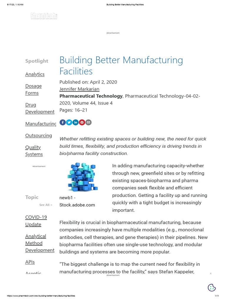 Building Better Manufacturing Facilities | PDF