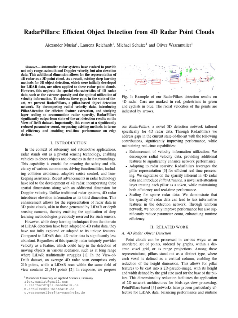 Radarpillars Efficient Object Detection From 4d Radar Point Clouds Pdf Lidar Radar