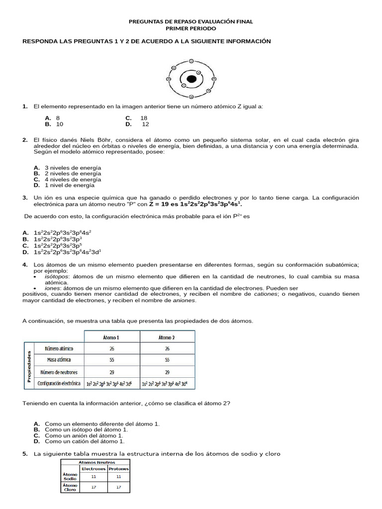 Preguntas de Repaso Evaluación Final 8° | PDF