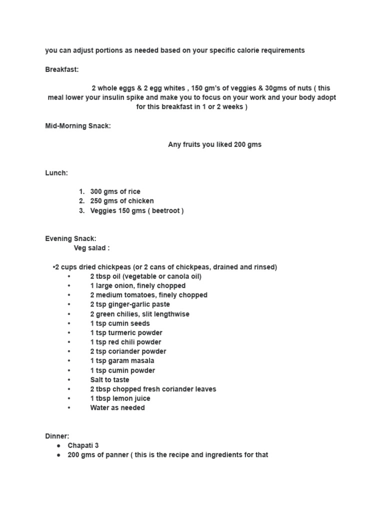 Diet Plan - Sample | PDF