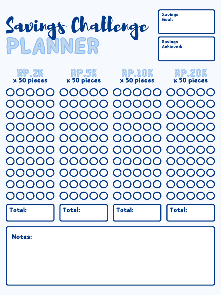 Blue Minimalist Savings Challenge Planner - 20240820 - 150426 - 0000 | PDF