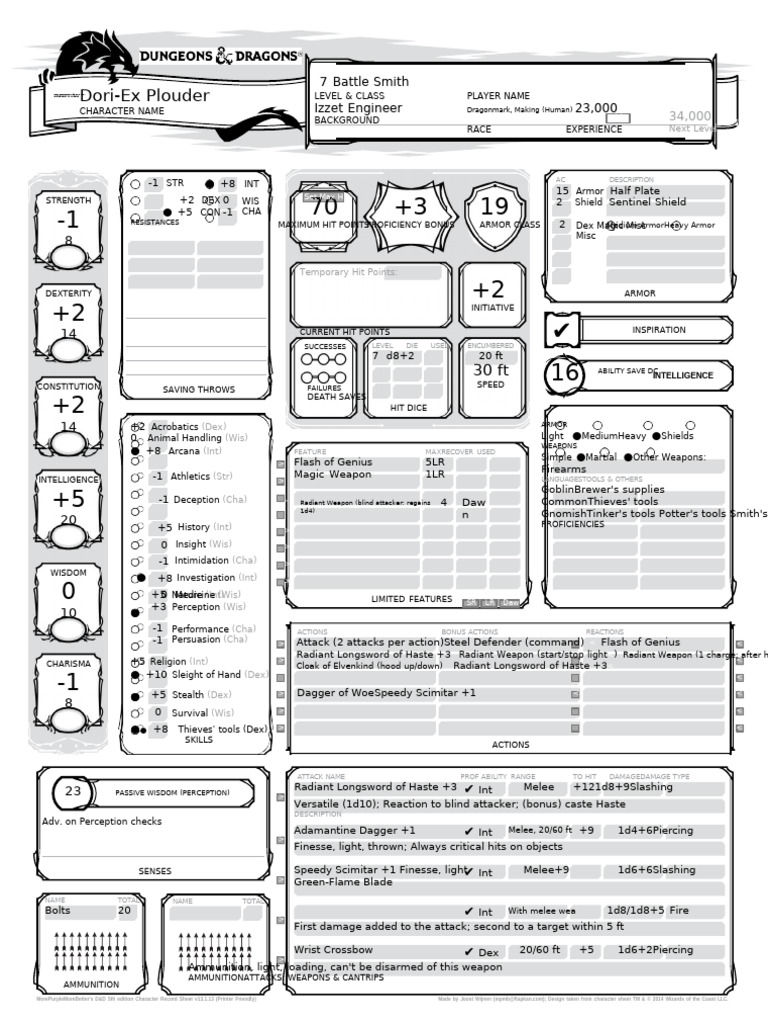 Dori-Ex Plouder Charsheet | PDF | Dungeons & Dragons | D20 System