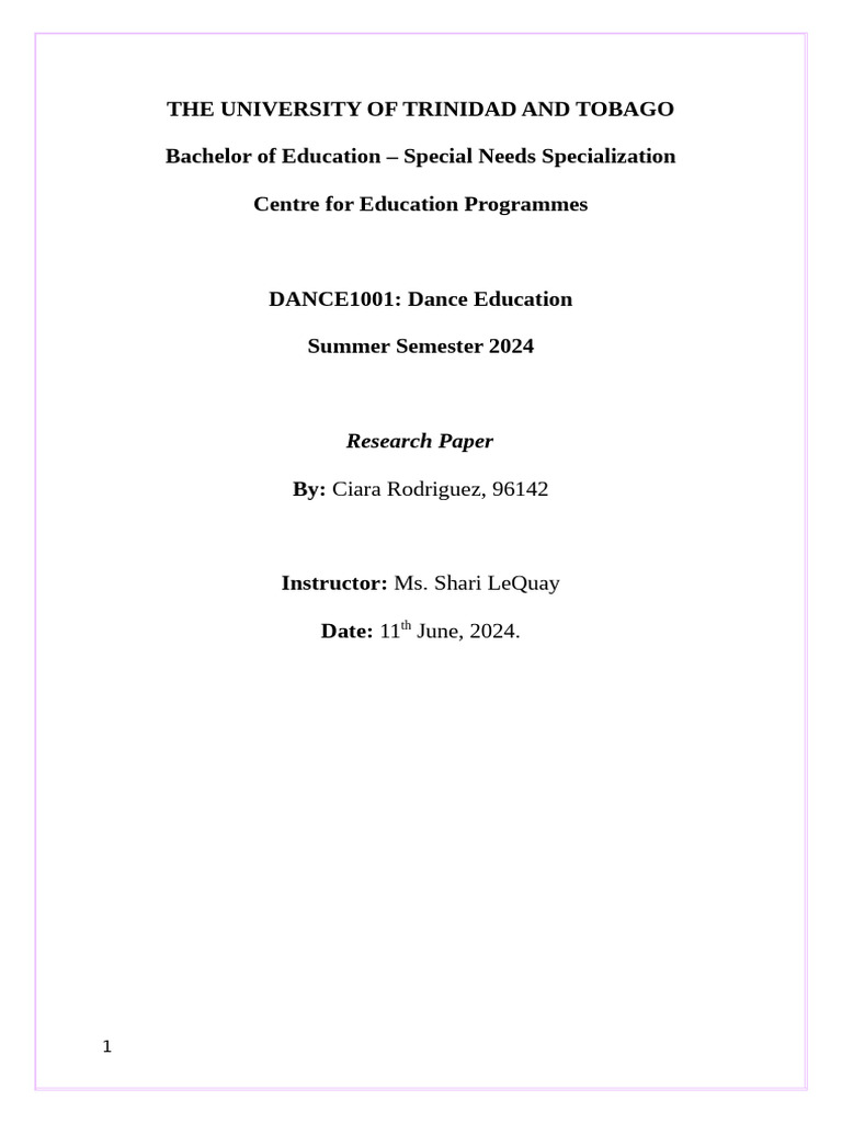 Dance Research Paper | PDF