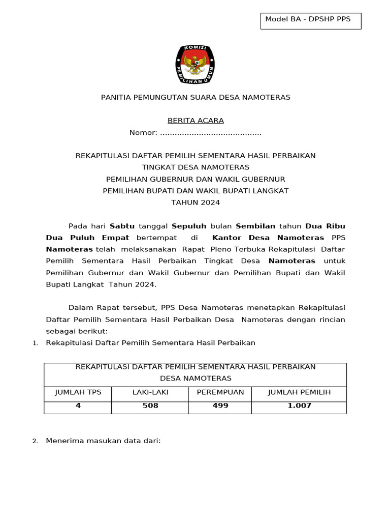 Ba DPSHP Namoteras | PDF