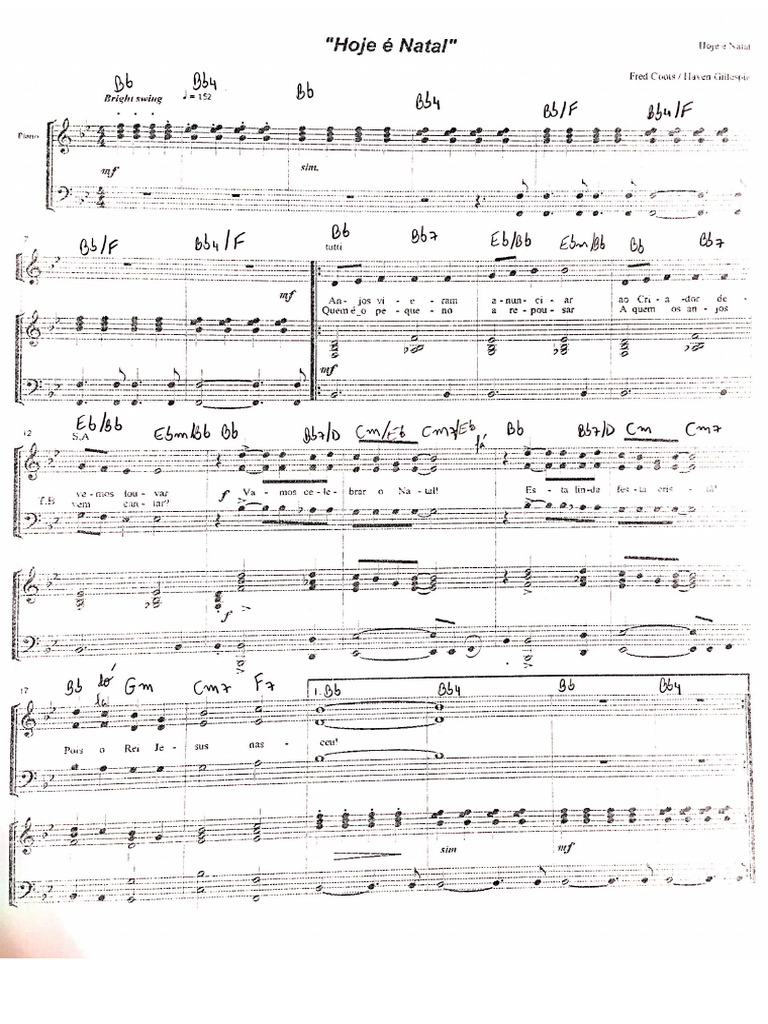 Hoje é natal Partitura e cifra | PDF
