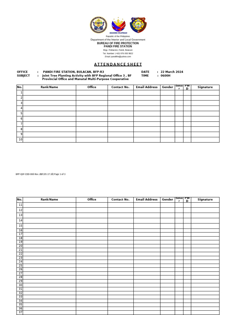 Attendance - Sheet - ISO-FORMAT 2019 | PDF