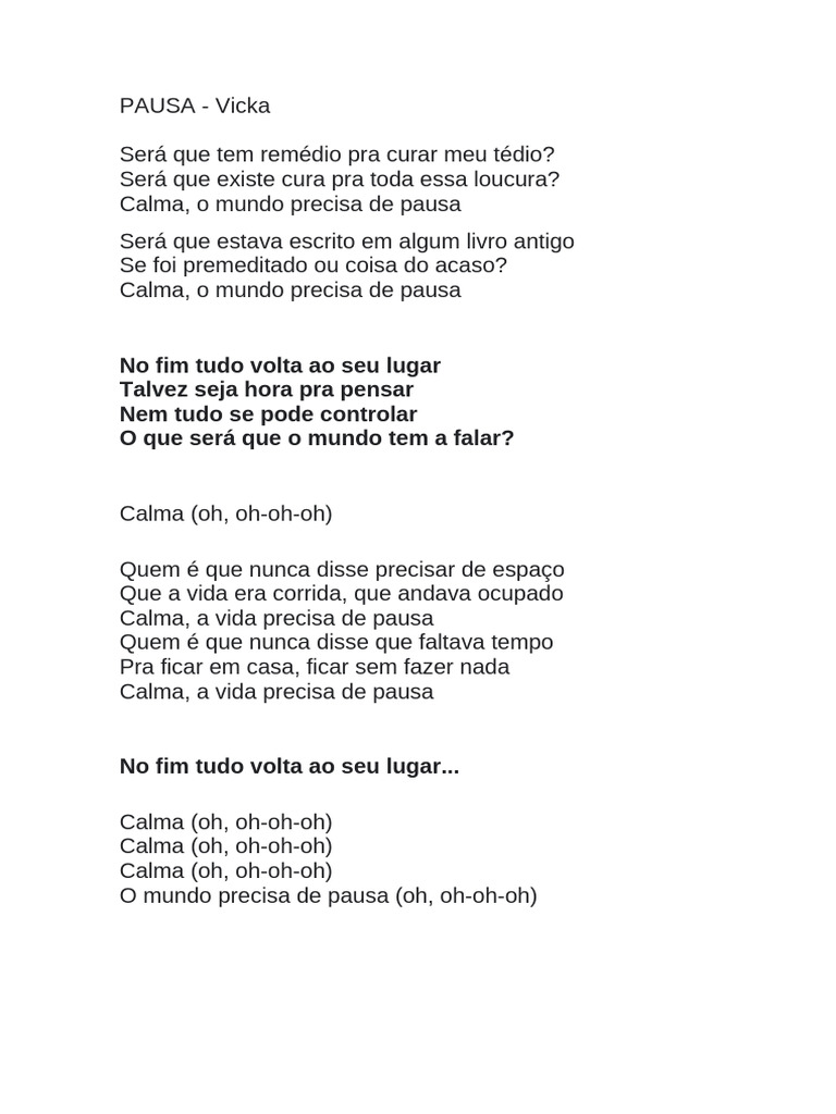 PAUSA Letra | PDF