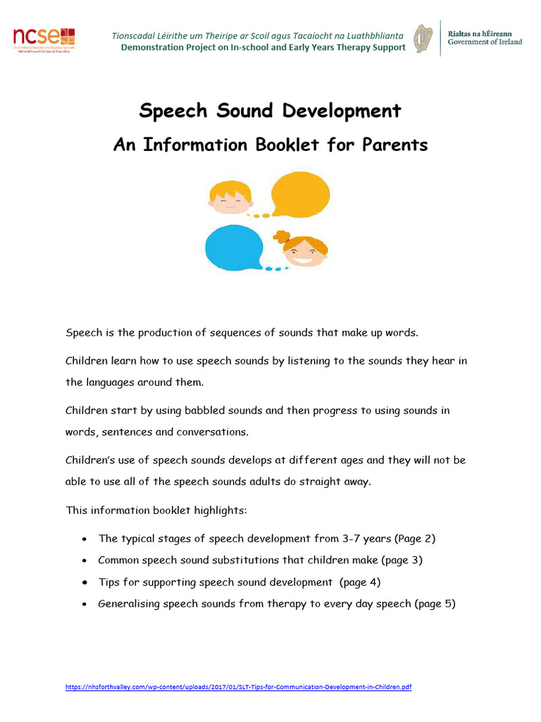 Speech Sound Development | PDF | Speech | Cognition