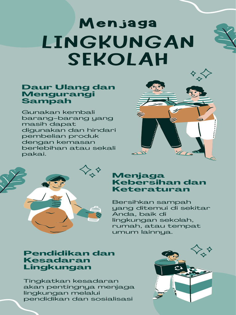 Hijau Ilustrasi Menjaga Lingkungan Sekolah Infografis Pendidikan ...