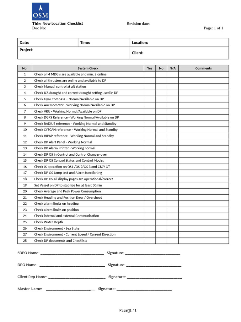 3. New Location Checklist | PDF