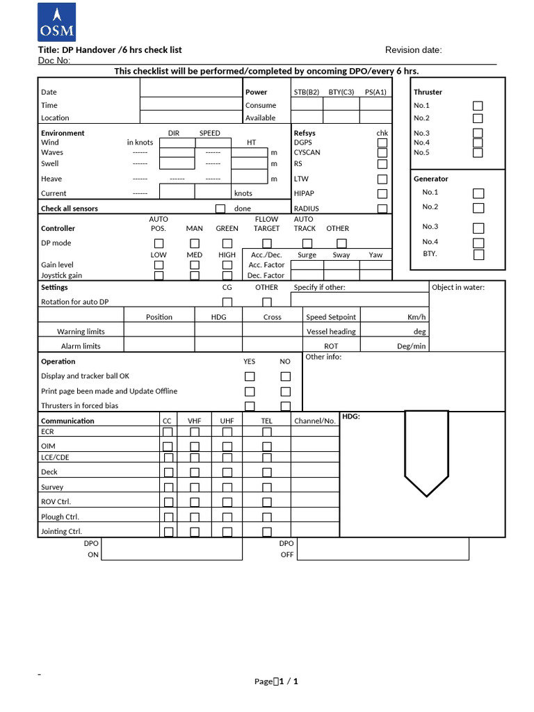 DP 6 Hrs Check List | PDF