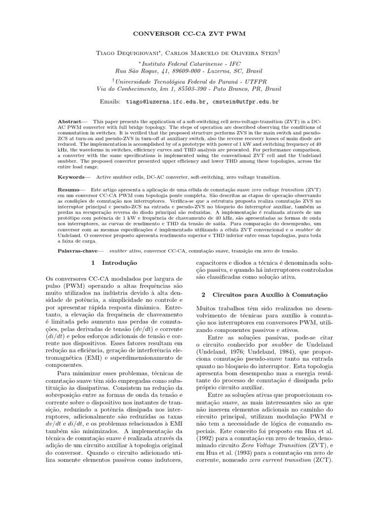 Conversor CC-CA ZVT PWM | PDF