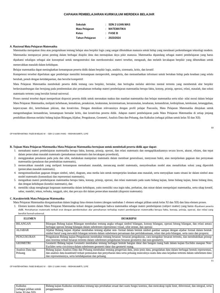 CP MTK Fase B Kelas 4 Ok | PDF