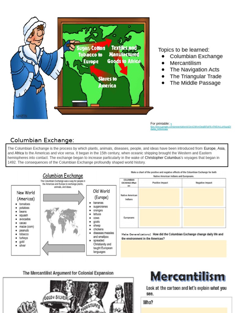 Mercantilism, Navigation Acts, Triangular Trade and Middle Passage | PDF