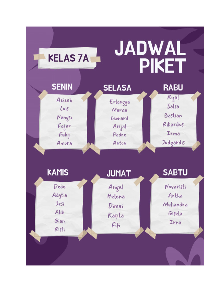 Jadwal Piket 7A | PDF