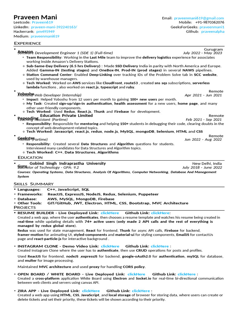 Resume Fullstack | PDF