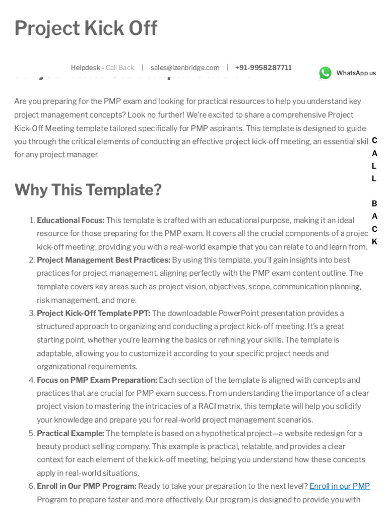 Project Kick-Off PPT Template | PDF
