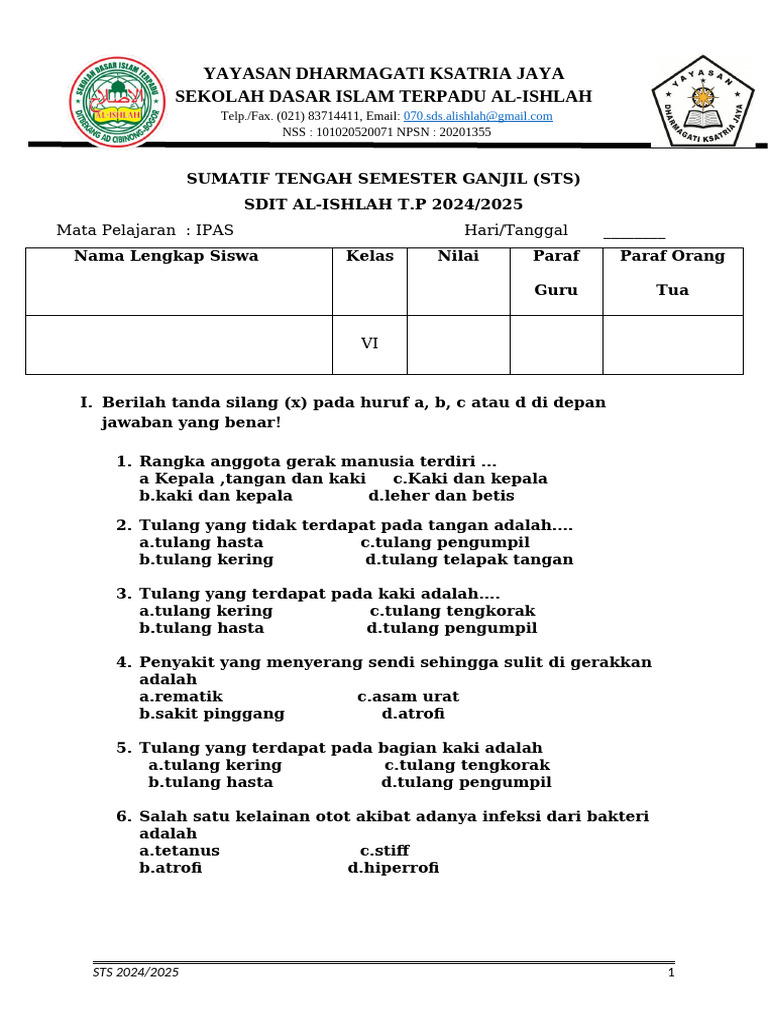 Soal STS Ipas | PDF