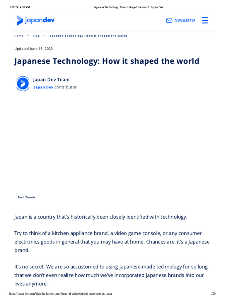 Japanese Technology - How It Shaped The World - Japan Dev | PDF