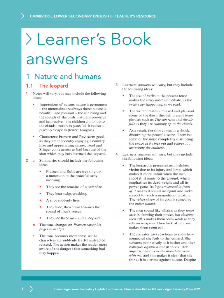 Cambridge English Learner's Book 8 Answers | PDF
