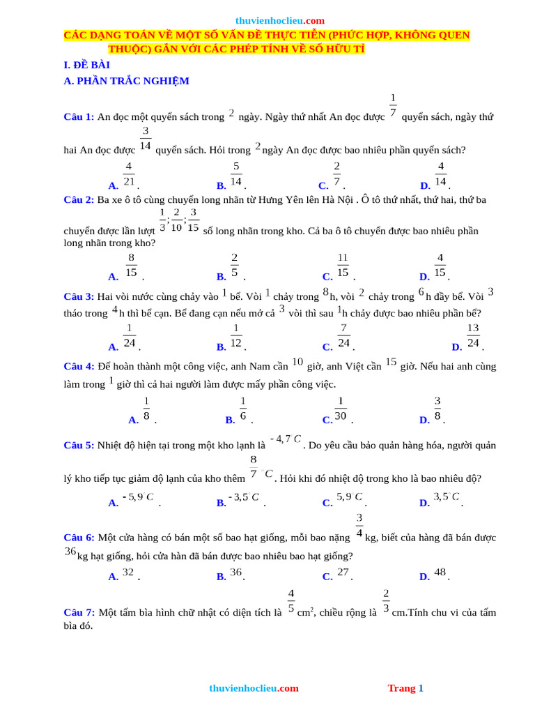 11 Mot So Van de Thuc Tien Phuc Hop Khong Quen Thuoc Gan Voi Cac Phep Tinh Ve So Huu Ti | PDF
