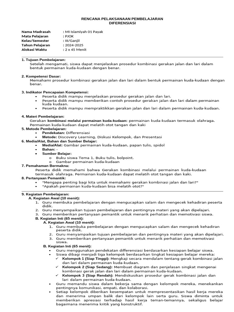 RPP Berdiferensiasi | PDF
