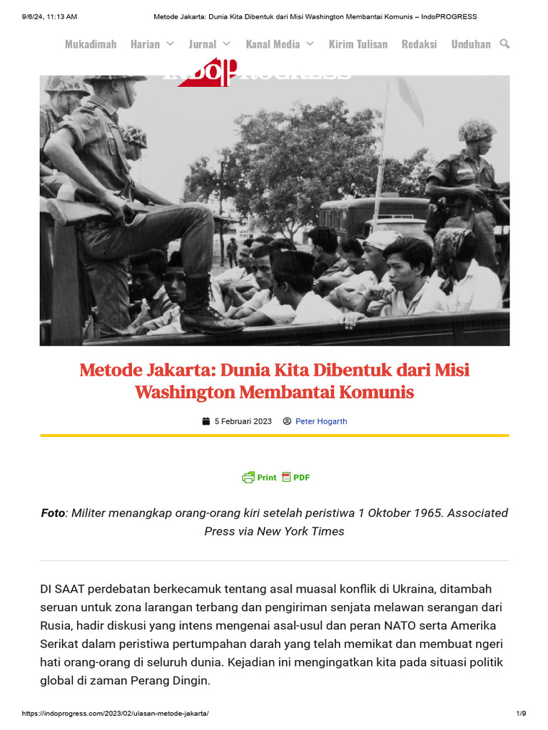 Metode Jakarta: Misi Washington Antikomunis | PDF | Perjalanan | Sejarah