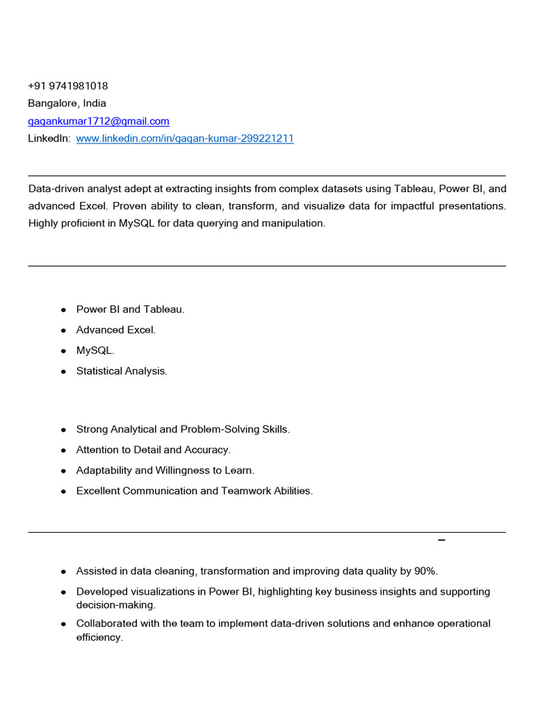 Gagan Resume DA | PDF