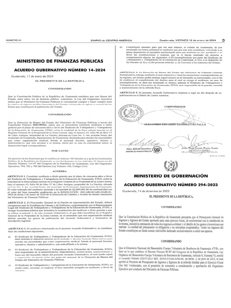 Acuerdo Gubernativo No. 14-2024 | PDF