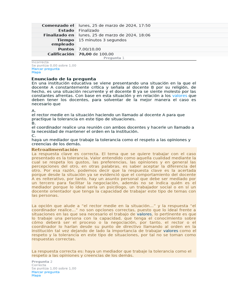 Simulacro 9 Valores | PDF