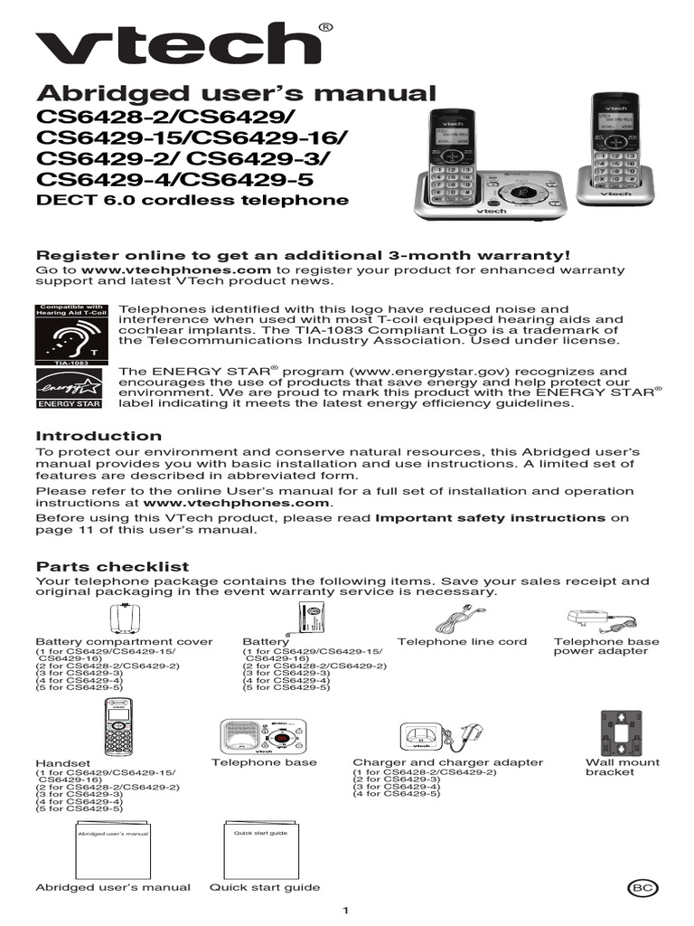 Vtech Cs6429 3 User Manual | PDF