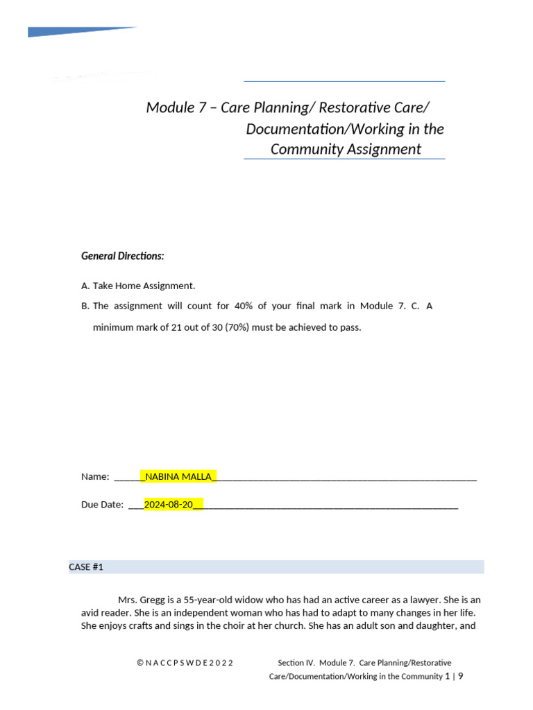 IV-8 Assigmt - Module 7 Care Planning | PDF | Feeling | Self-Improvement IV-8 Assigmt - Module 7 Care Planning | PDF | Feeling | Self-Improvement