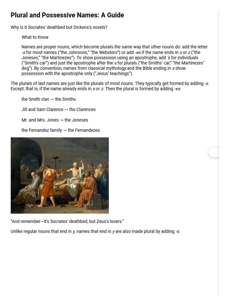 Plural and Possessive Names: A Guide | PDF