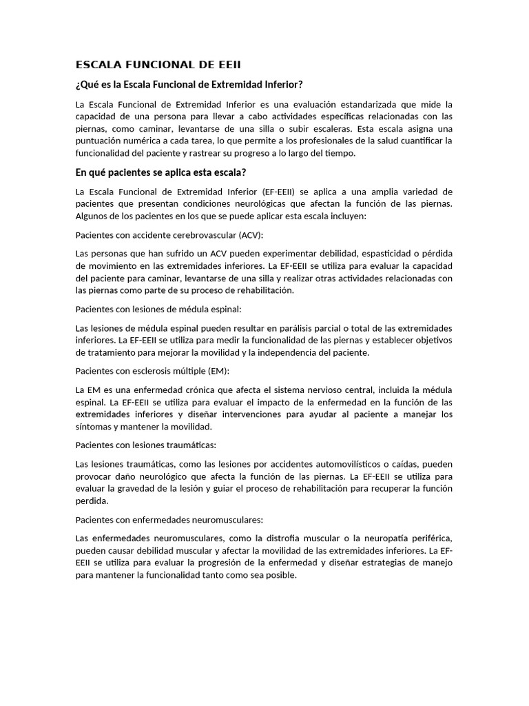 Escala Funcional de Eeii | PDF