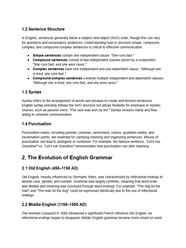 English Sentence Structure Guide | PDF