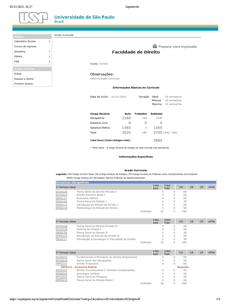 Ementa Direito USP 2023 | PDF | Lei Constitucional | Estado